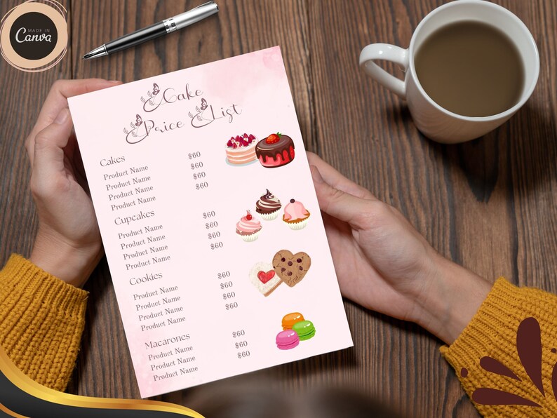 Editable Cake Order Form Cake Invoice Template Cake Price List Cake ...