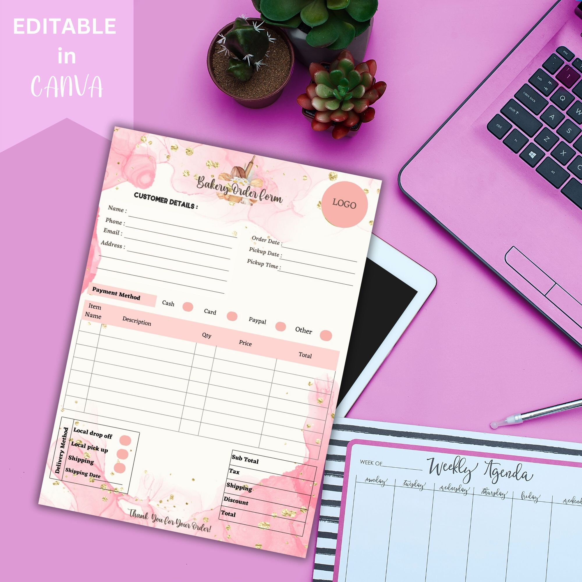 Bakery Order Form Cake Order Form Template Cookie Order Form Digital ...