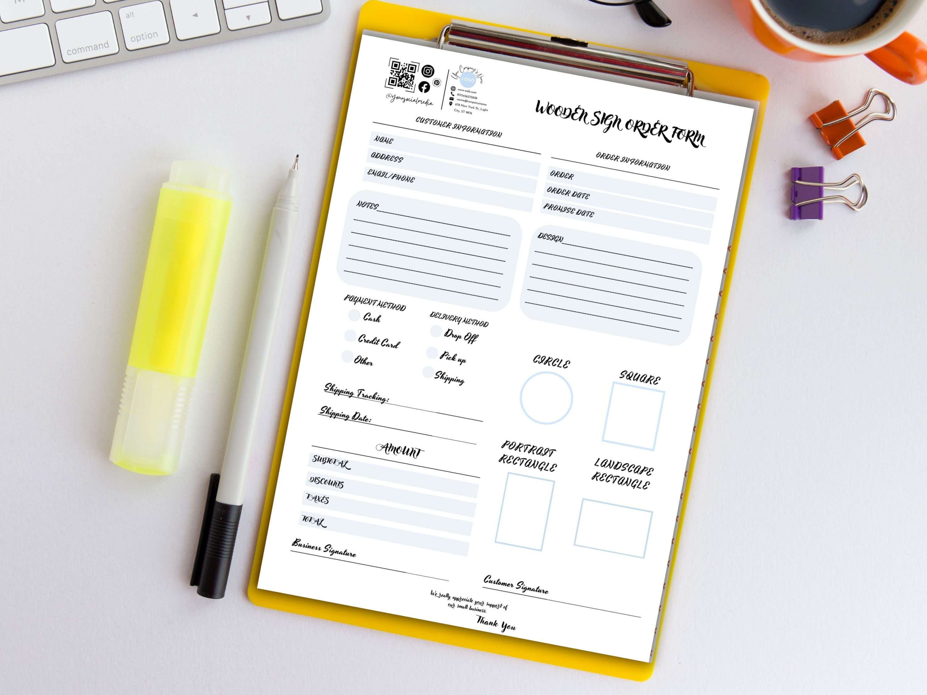 Wooden Sign Order Form Template Printable Craft Sign Order Form ...