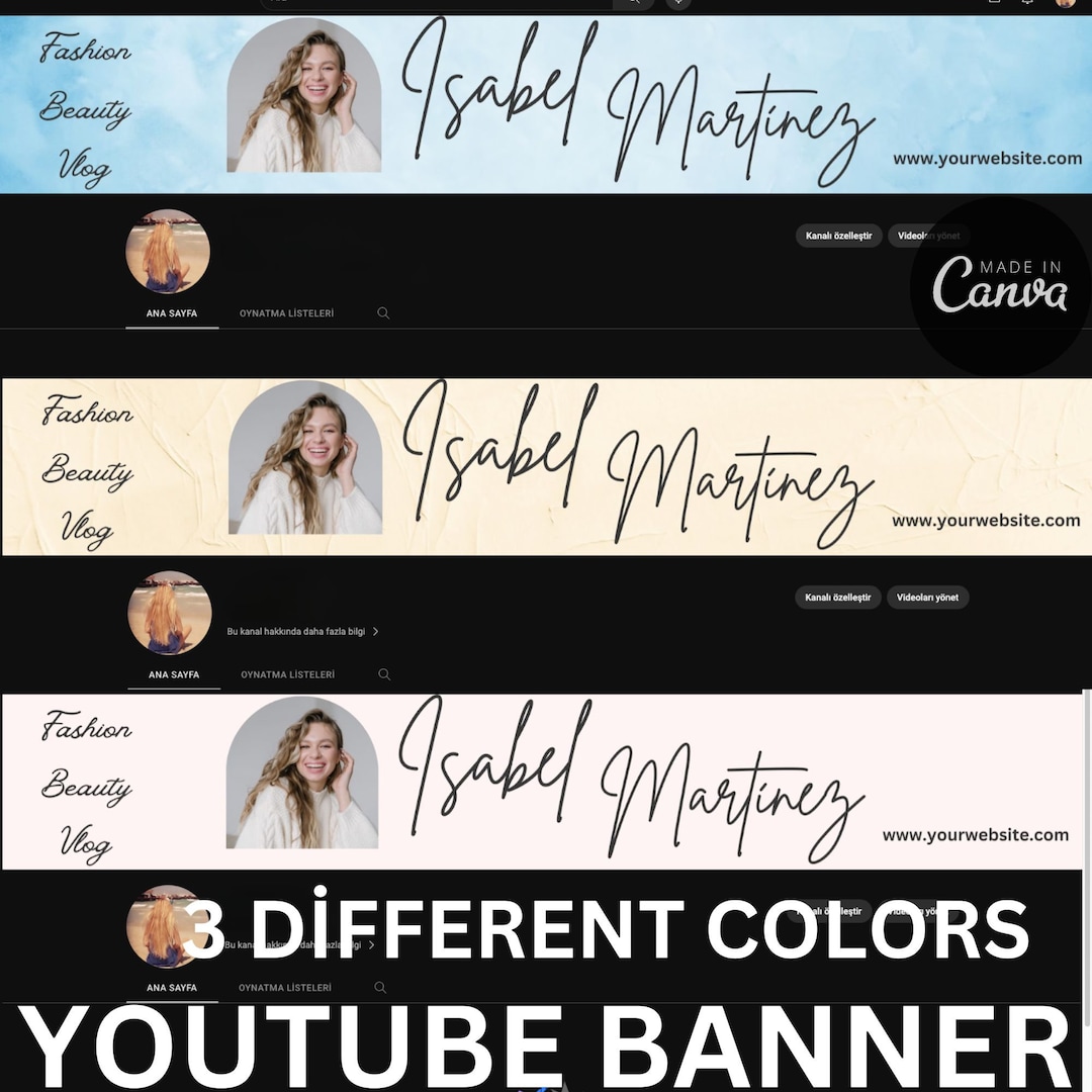 Youtube Banner Template With 3 Colors Youtube Branding Kit - Etsy
