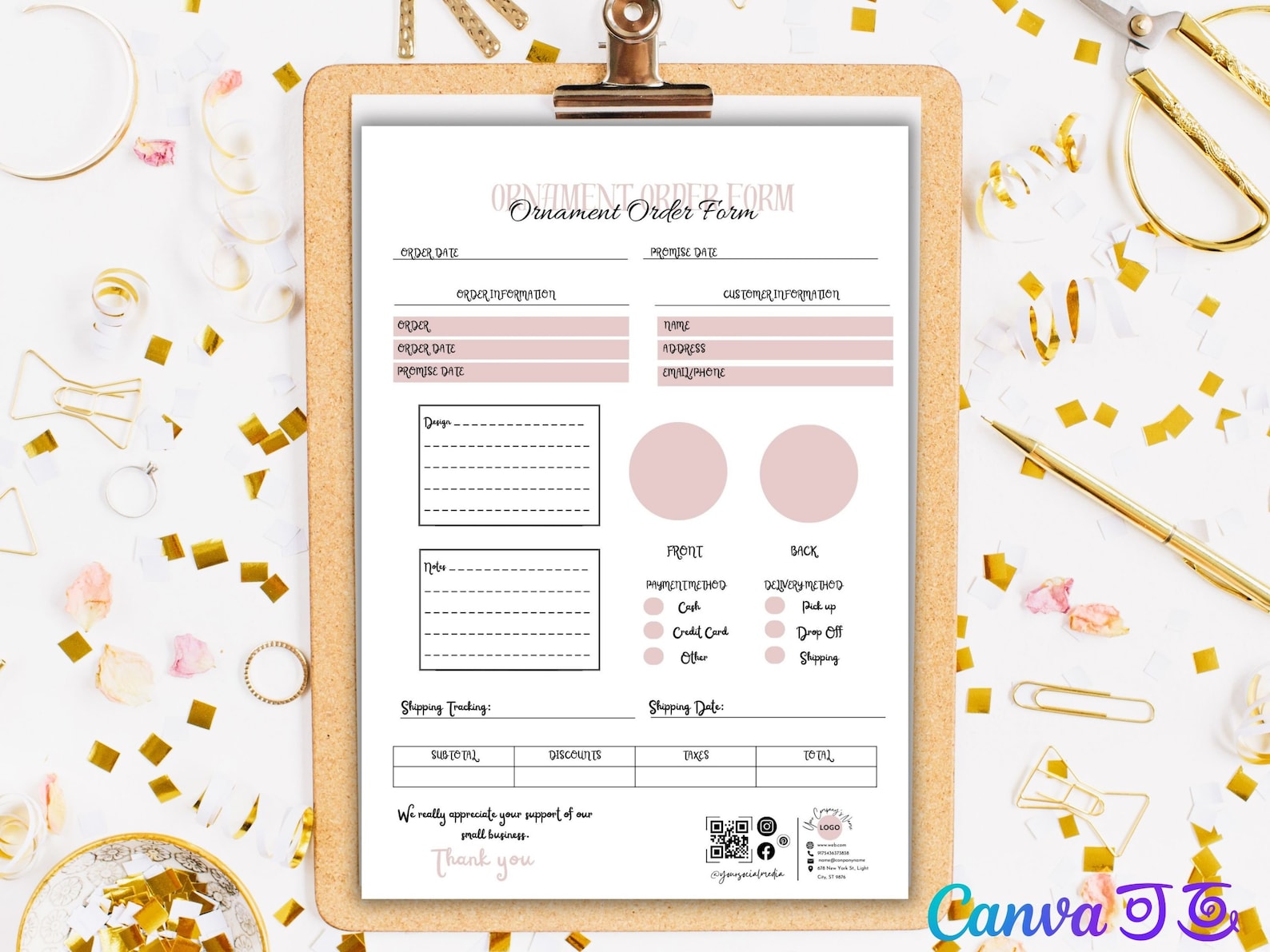Ornament Order Form Editable Crafters Order Form Template Small ...