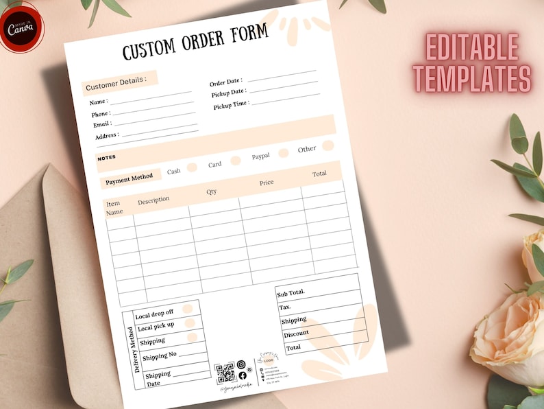 Editable Order Form Template Craft Order Form Etsy Shop Craft Business ...