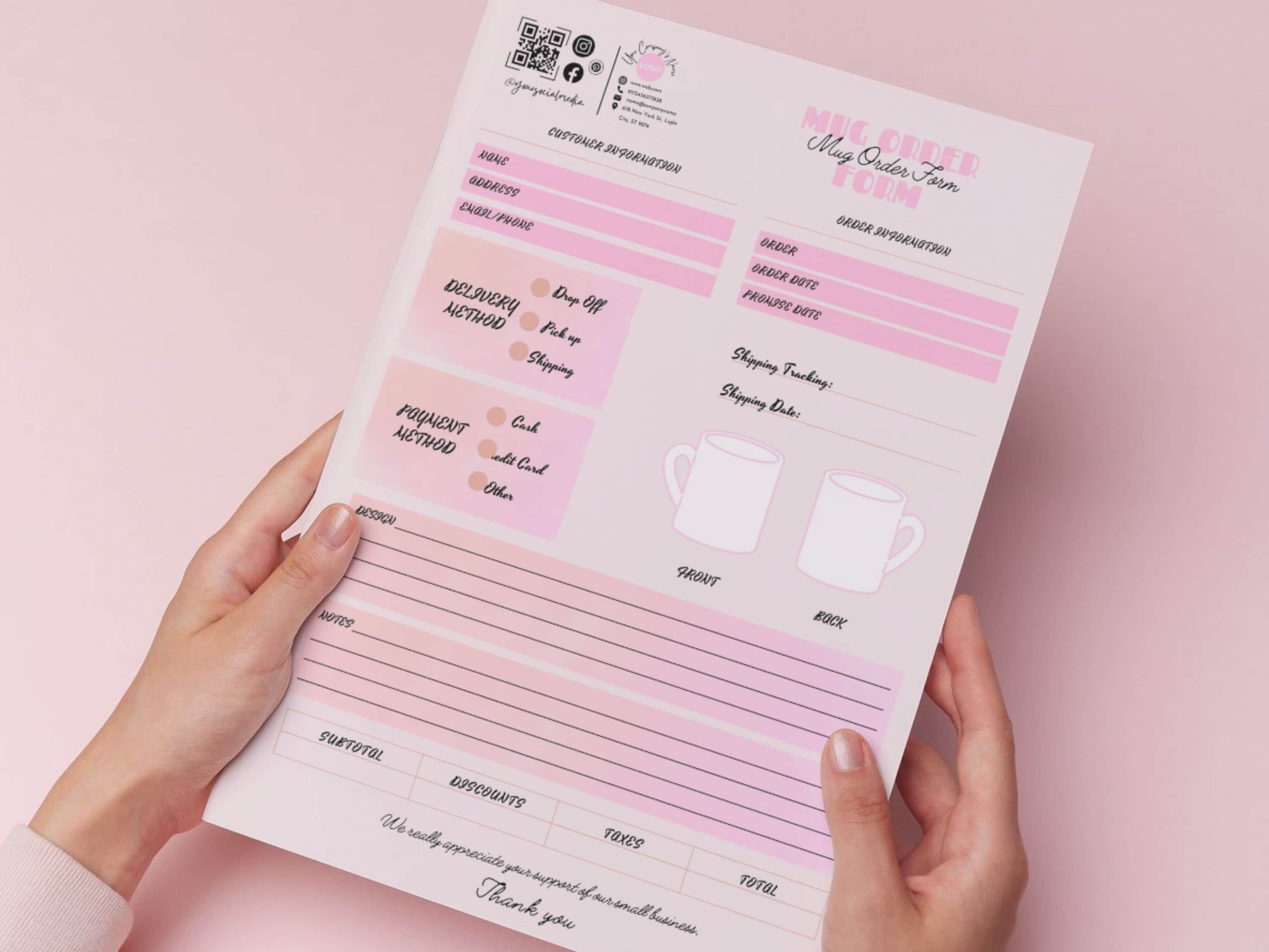 Editable Mug Order Form Coffee Cup Printable Order Form Editable Small ...