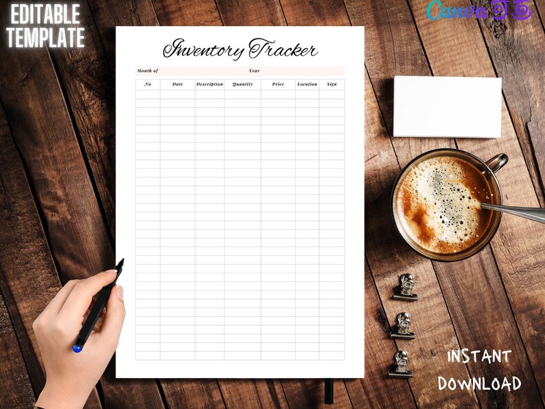 Editable Inventory Log Inventory Tracker Product Inventory Inventory ...