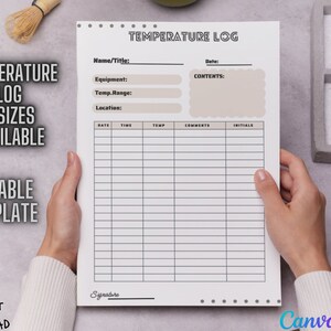 Temperature Check Record Log Daily Refrigerator Printable Temperature ...