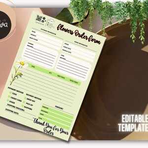 EDITABLE FLORIST ORDER Form Wedding Flowers Printable Flowers Order ...