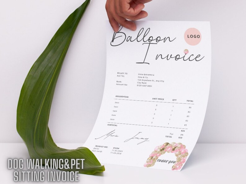 Balloon Invoice Template Receipt Template Business Template Printable ...