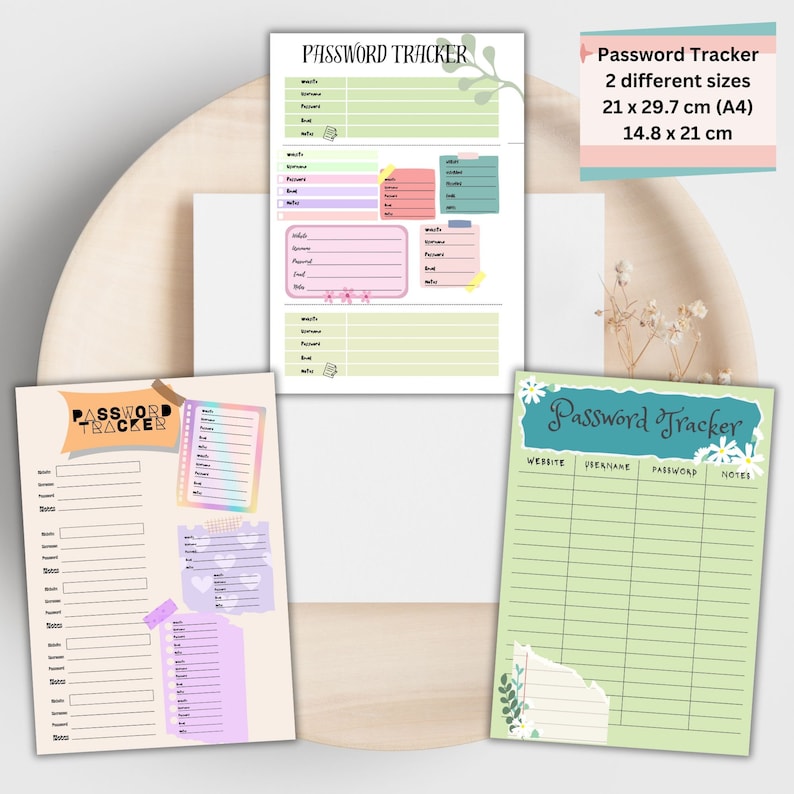 Editable Fillable Password Tracker BUNDLE, Printable Password Log ...