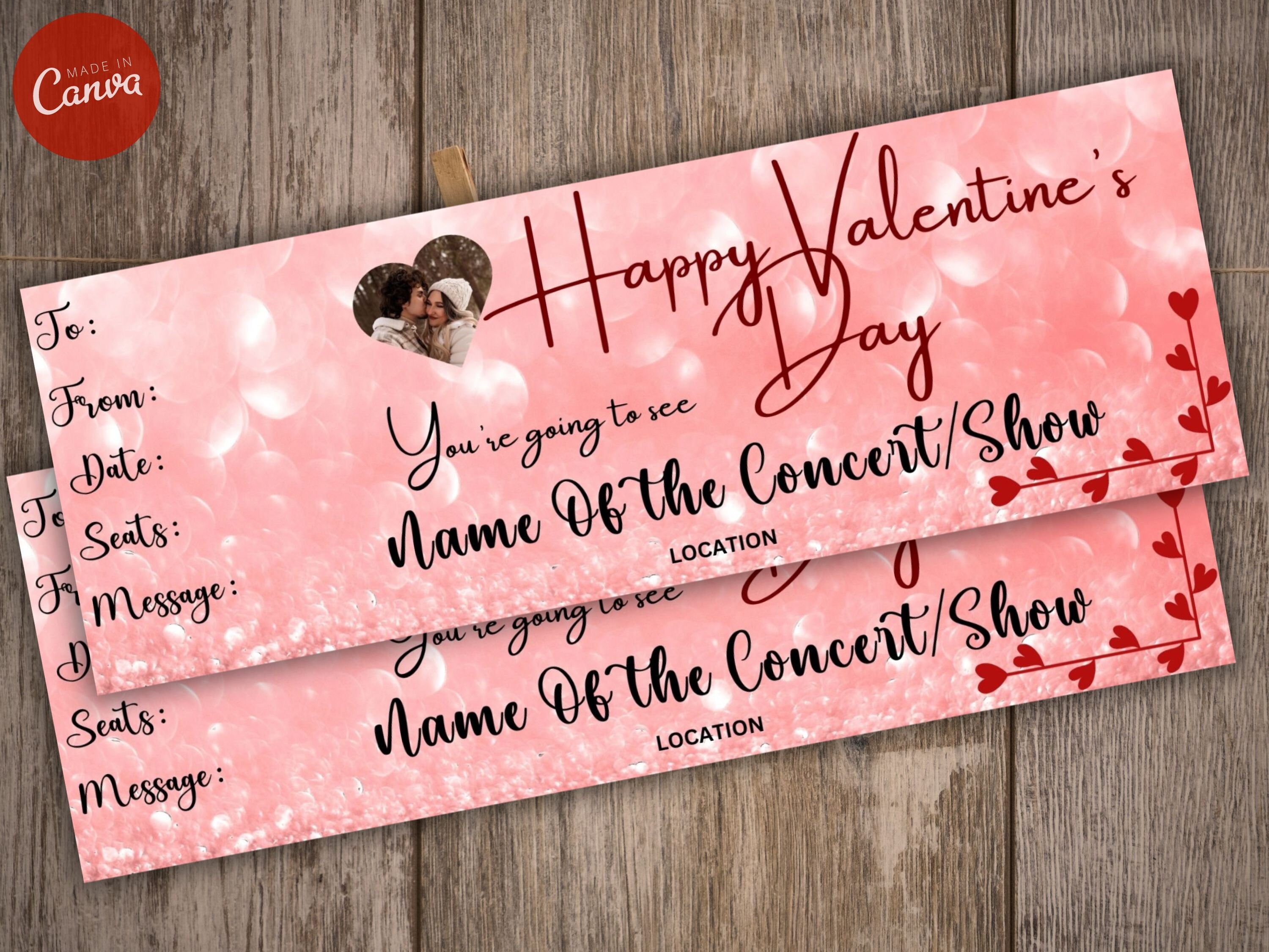 Editable Valentines Day Concert Ticket Template Surprise Ticket ...