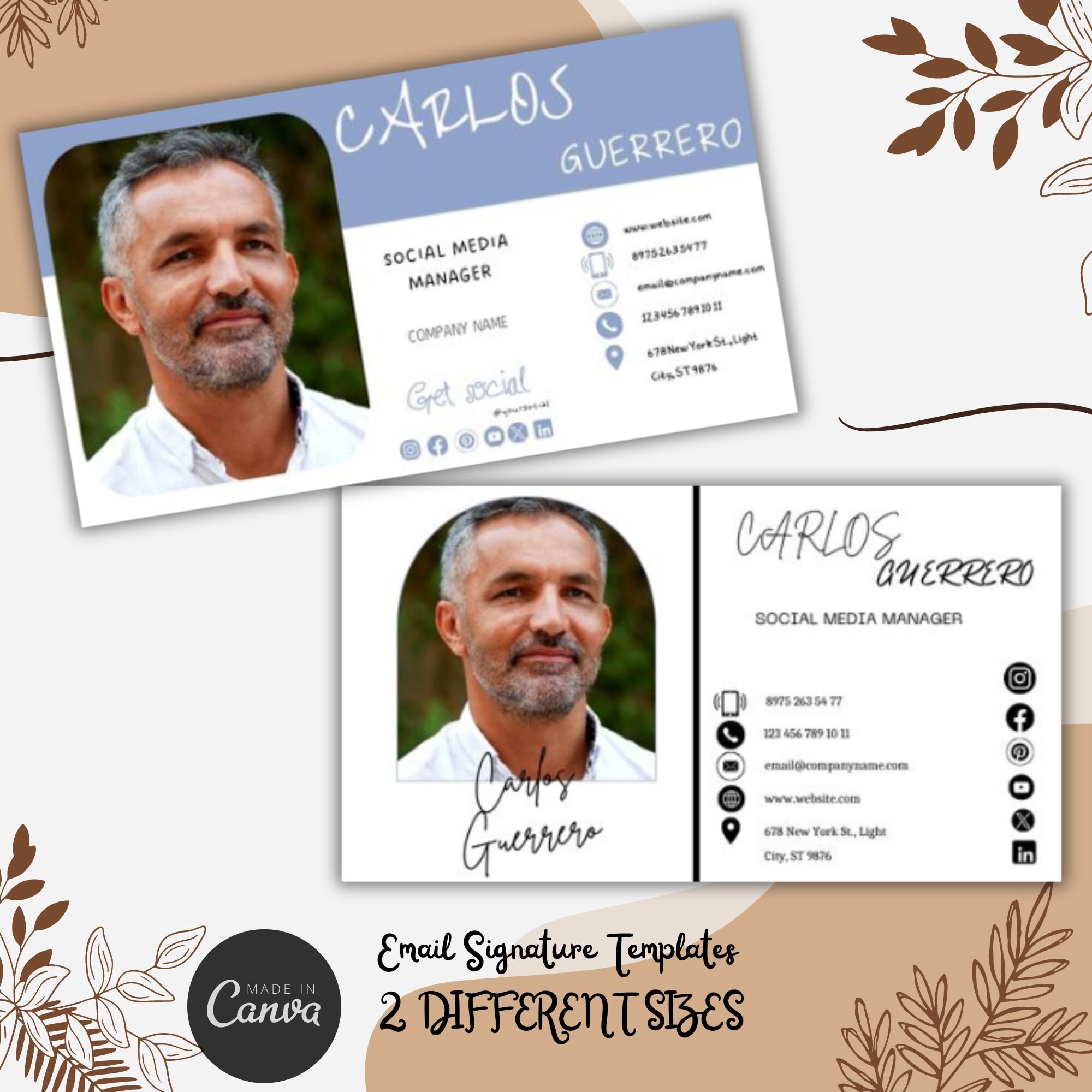 Professional Email Signature Template With Two Different Sizes Email ...