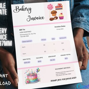 Bakery Invoice Template Receipt Template Business Template Printable ...