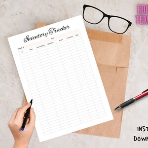 Editable Inventory Log Inventory Tracker Product Inventory Inventory ...
