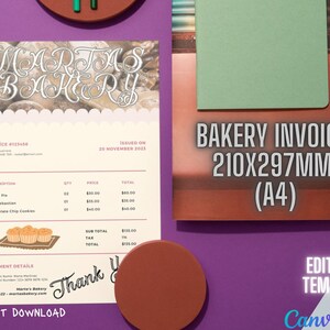 Cake Invoice Template Editable Bakery Invoice Custom Order Form ...