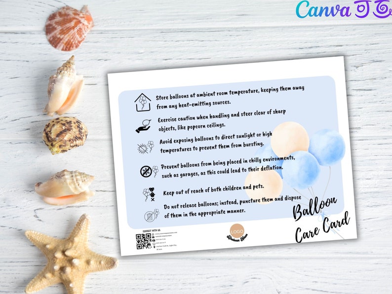 Editable Balloon Care Card Thank You Card Balloon Safety Instructions ...