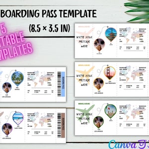 Editable Boarding Pass Canva Template Printable Airline Ticket Boarding ...