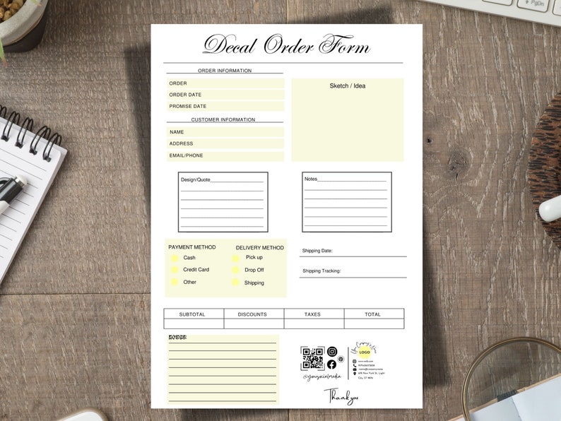 Decal Order Form Editable Canva Template Vinyl Crafters Order Forms ...