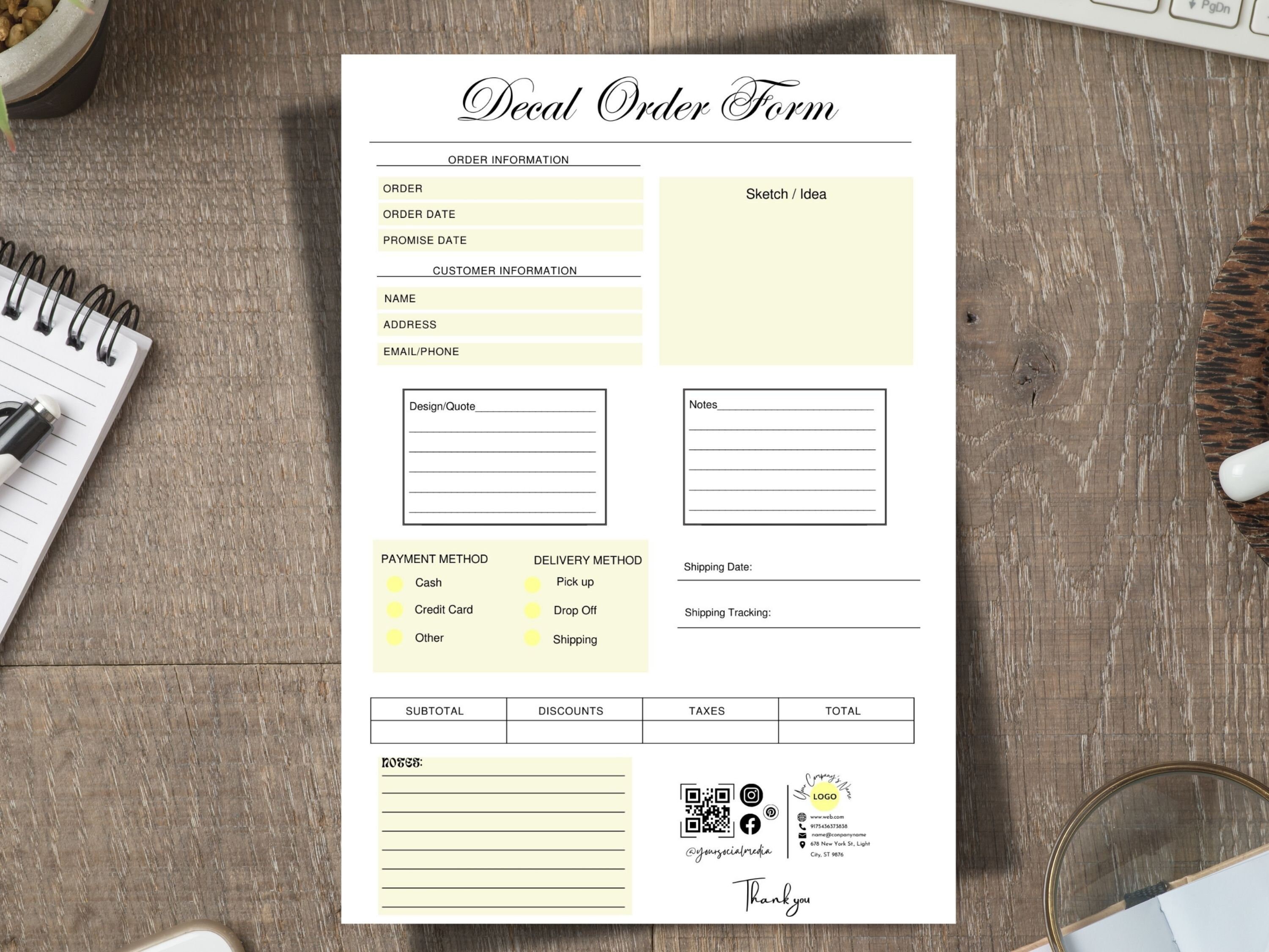 Decal Order Form Editable Canva Template Vinyl Crafters Order Forms ...