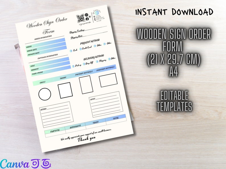 Wooden Sign Order Form Template Printable Craft Sign Order Form ...