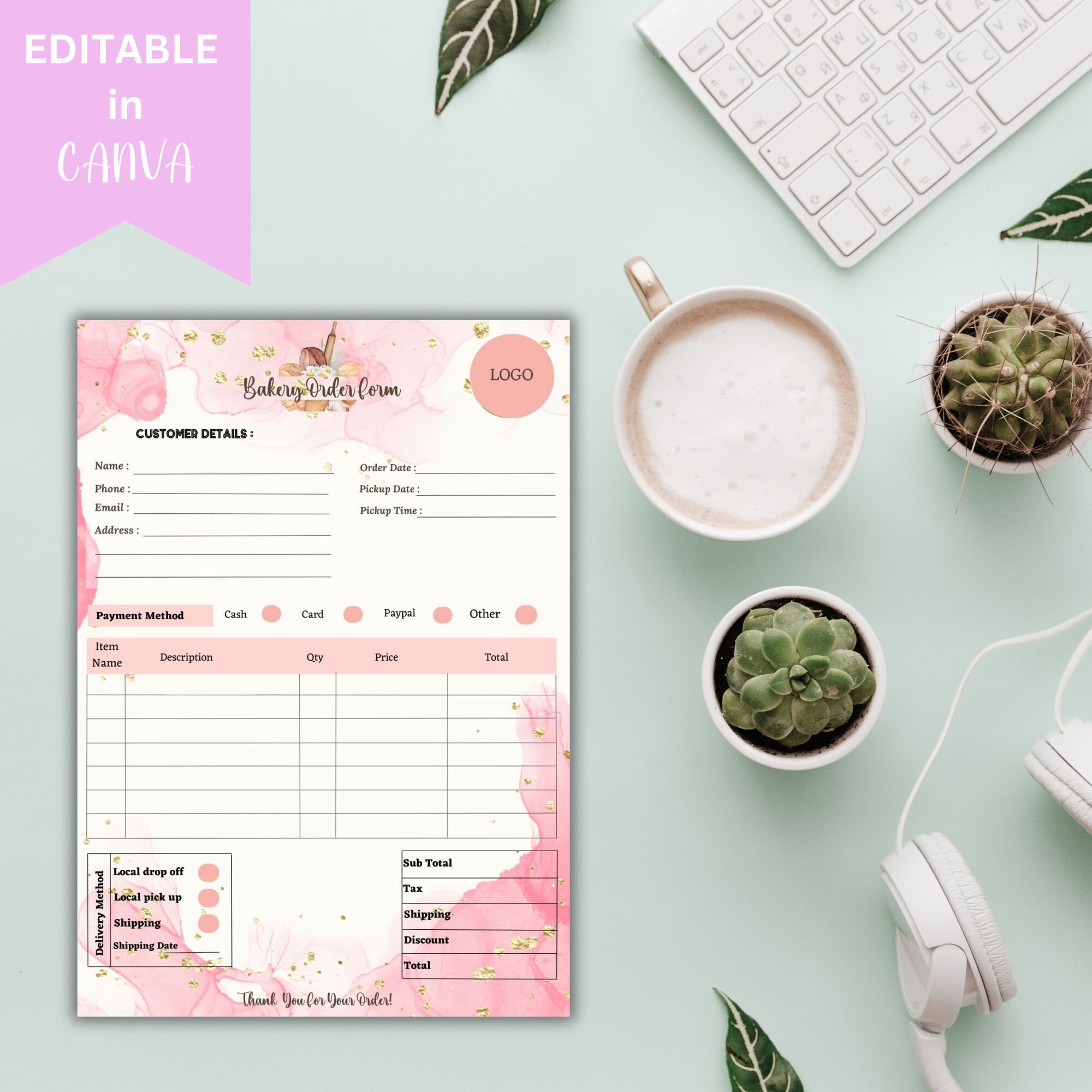 Bakery Order Form Cake Order Form Template Cookie Order Form Digital ...