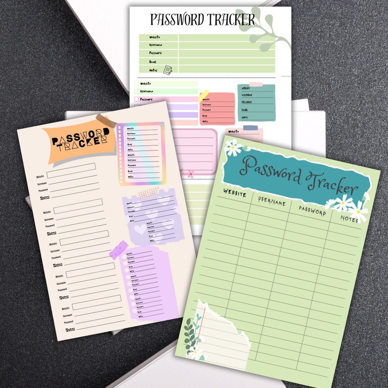 Editable Fillable Password Tracker BUNDLE, Printable Password Log ...