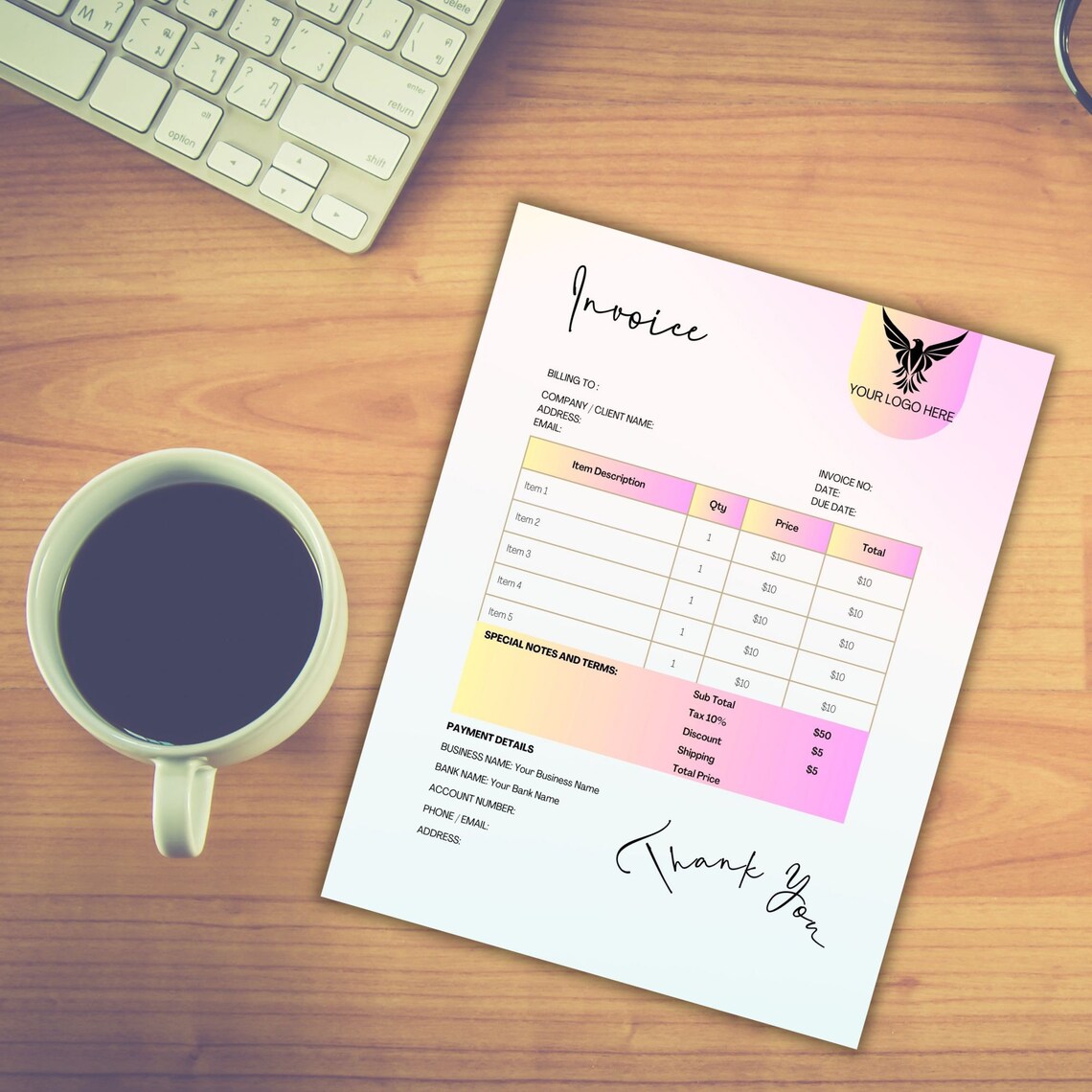 Invoice Template Receipt Template Business Template Printable Invoice ...