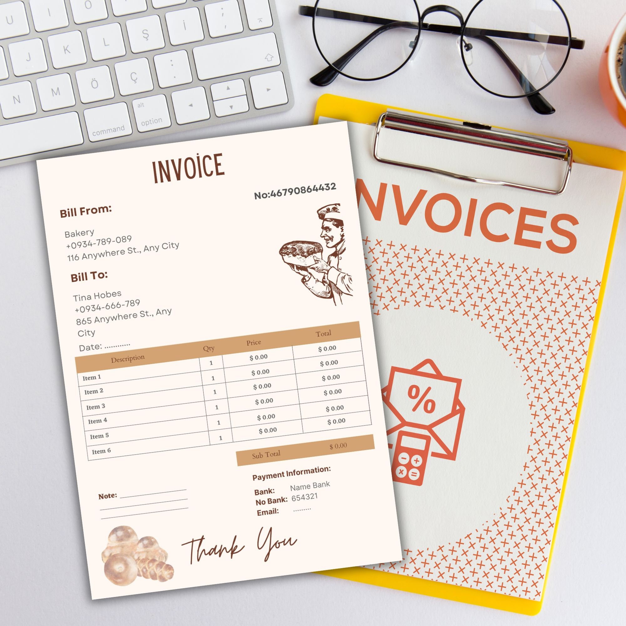 Bakery Invoice Template Receipt Template Business Template - Etsy Australia