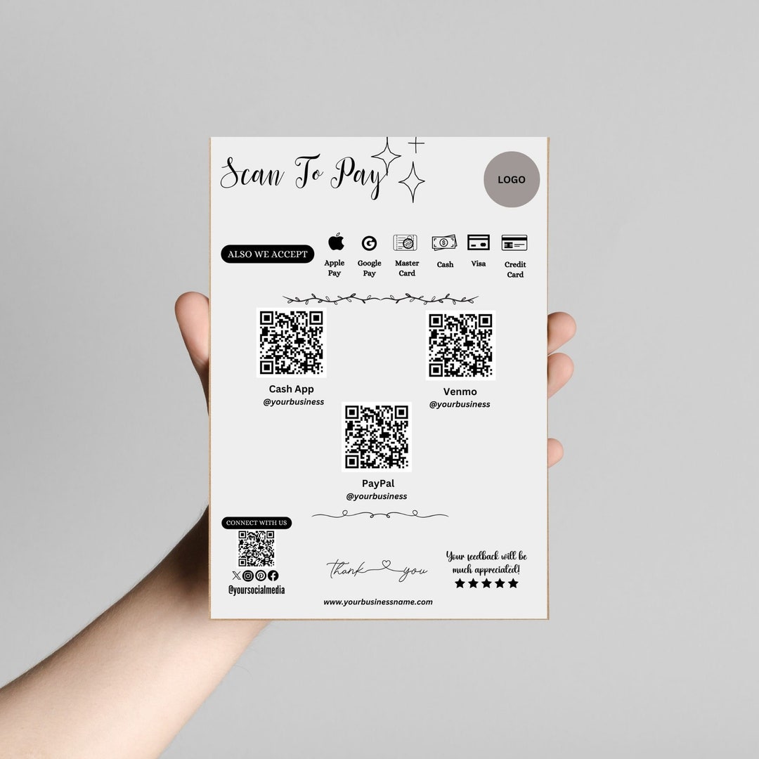 Scan to Pay Template QR Code Template Scan to Pay Sign Small Business ...
