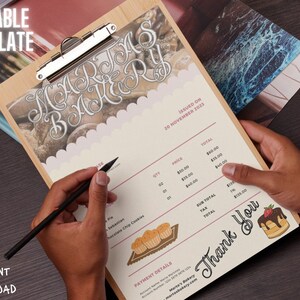 Cake Invoice Template Editable Bakery Invoice Custom Order Form ...