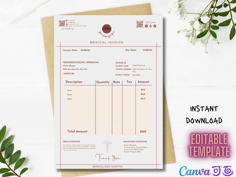 Doctor's Medical Bill Receipt Invoice PDF Template Doctor's Bill ...