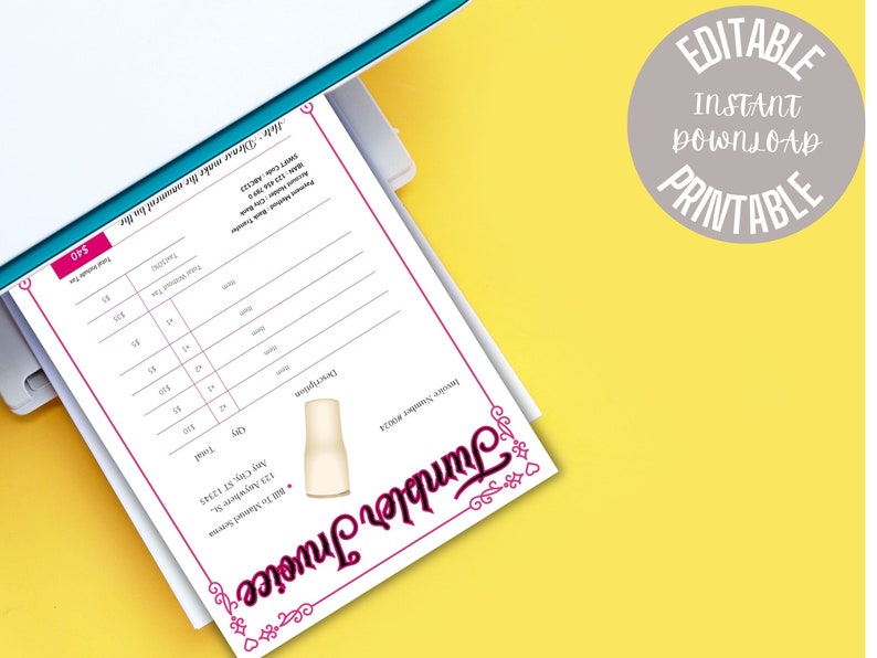 Editable Tumbler Invoice Template Editable Cup Invoice Sublimation ...