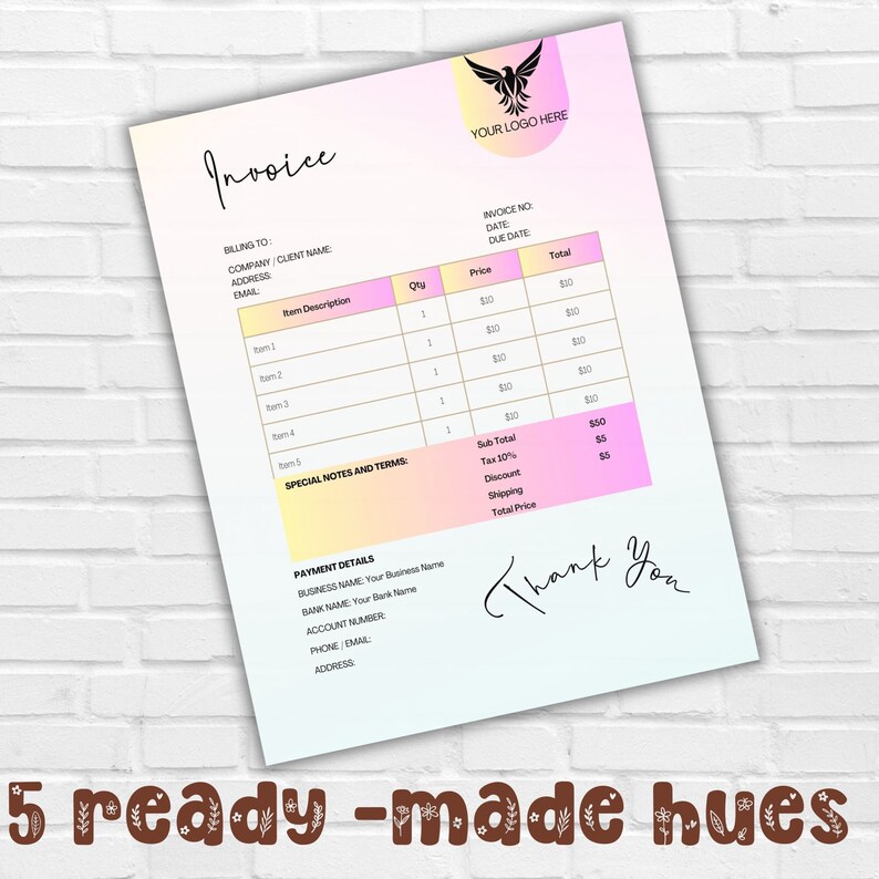 Invoice Template Receipt Template Business Template Printable Invoice ...