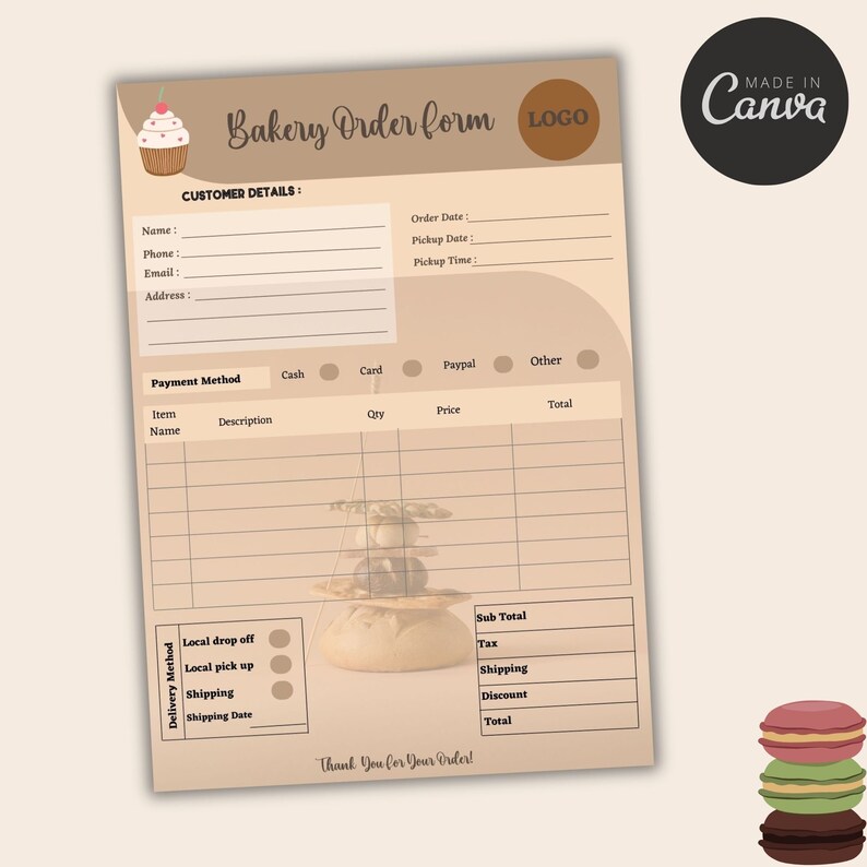 Bakery Order Form Cake Order Form Editable Template Canva Editable ...
