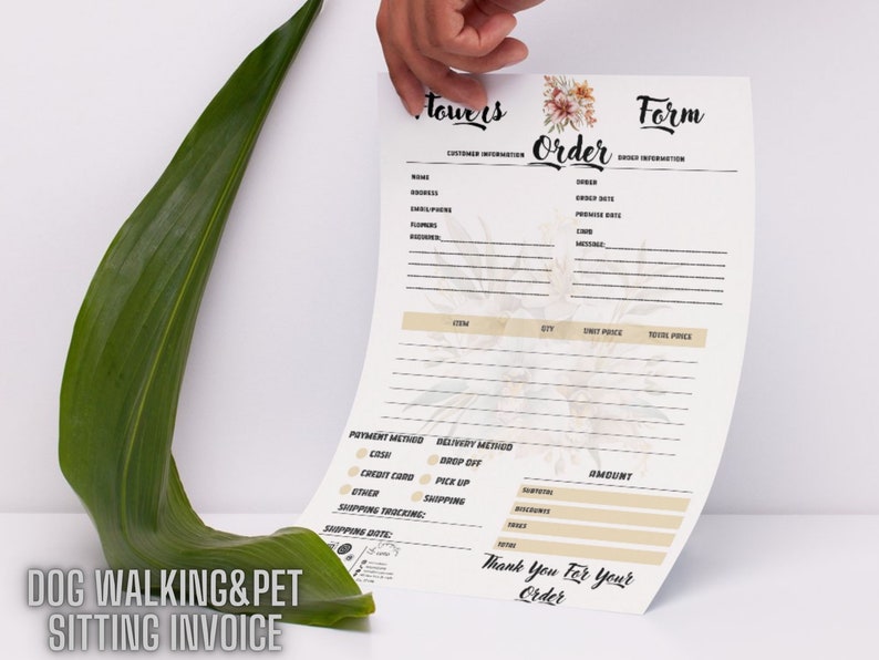 EDITABLE FLORIST ORDER Form Wedding Flowers Printable Flowers Order ...