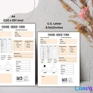 Printable Hoodie Order Form Template Clothing Order Form Craft Order ...
