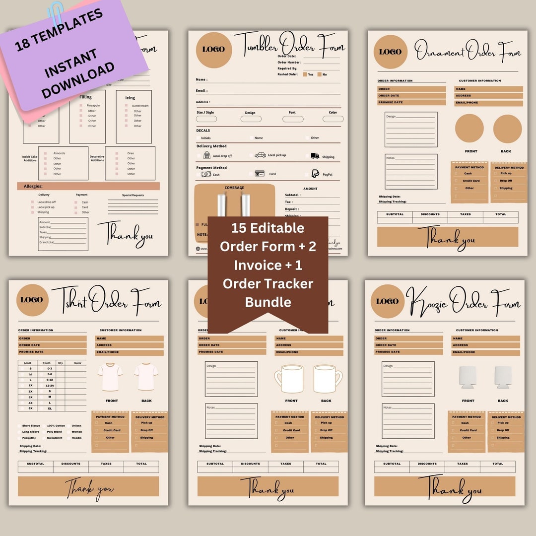 Small Business Forms Order Forms Bundle Printable Forms for Crafters ...