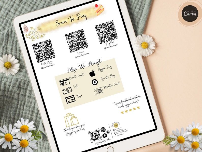 Editable Cake Order Form Cake Invoice Scan to Pay Bakery Order Form ...