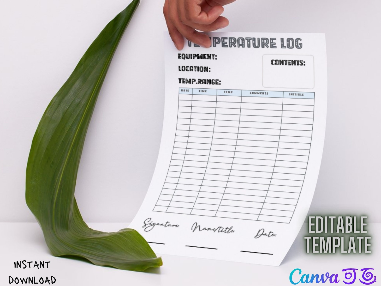 Temperature Log Daily Refrigerator Printable Temperature Check Sheet ...