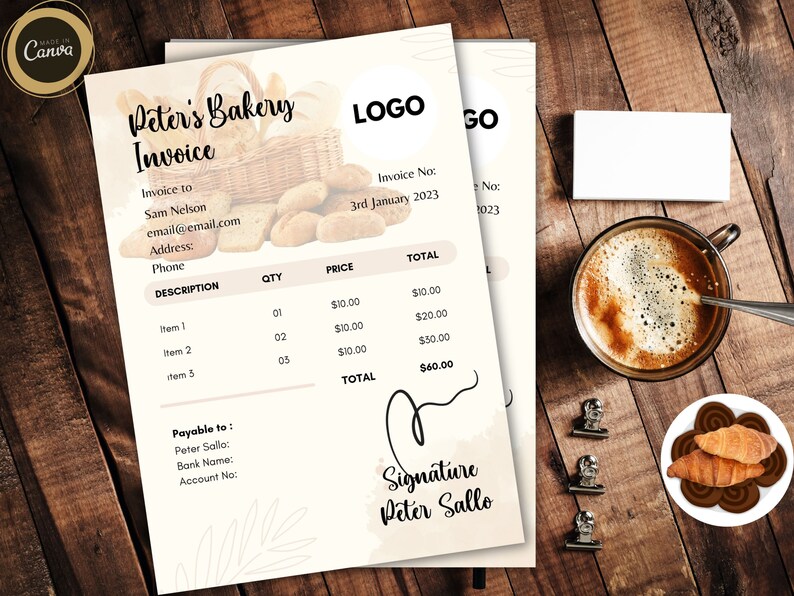 Editable Bakery Invoice Template Baking Invoice Cake Invoice Form Cake ...