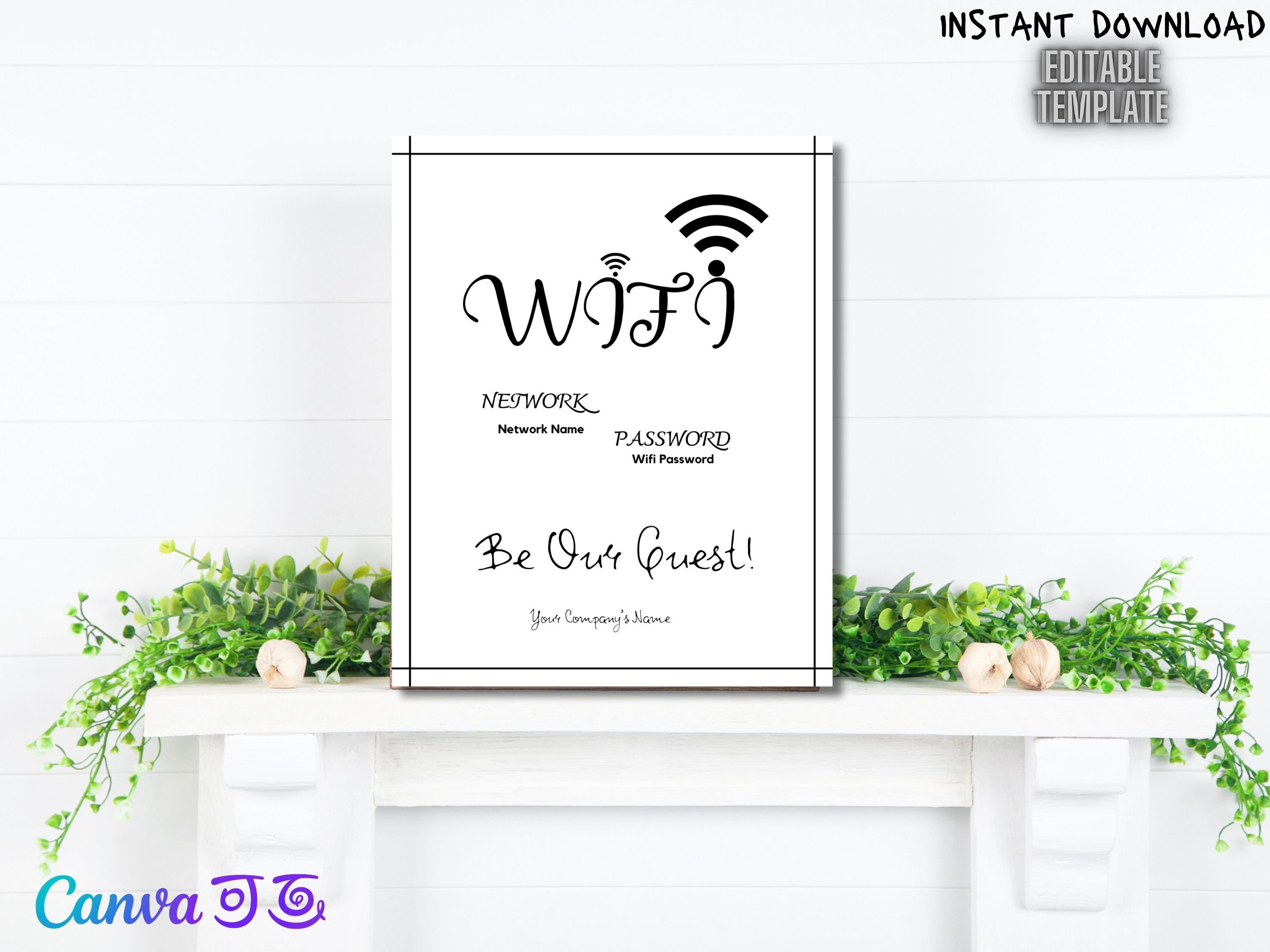 Wifi Password Sign Wifi Code QR Code Wifi Connect to Our Wifi Printable ...
