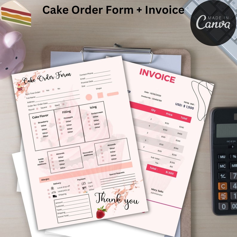 Bakery Order Form Cake Order Form Template Cookie Order Form Digital ...