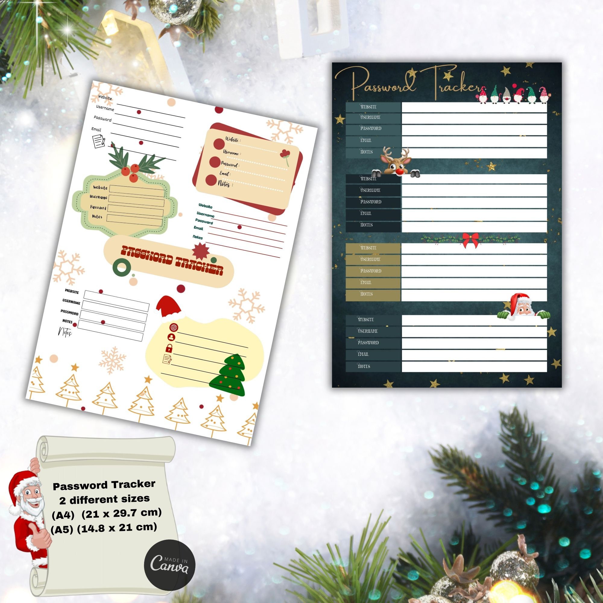 Editable Fillable Christmas Password Tracker BUNDLE, 4 Printable ...