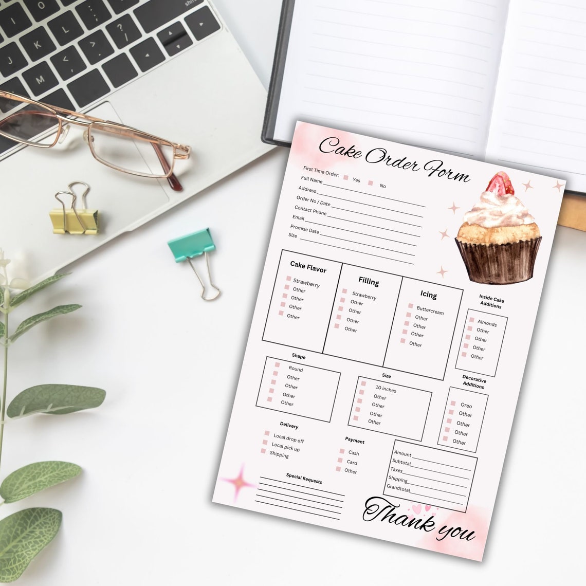 Editable Cake Order Form Template Cupcake Order Form Small Business ...