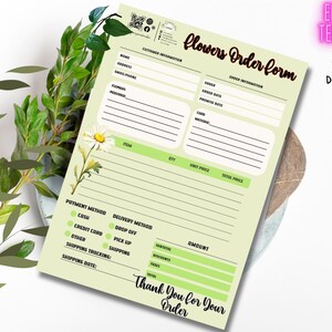 EDITABLE FLORIST ORDER Form Wedding Flowers Printable Flowers Order ...