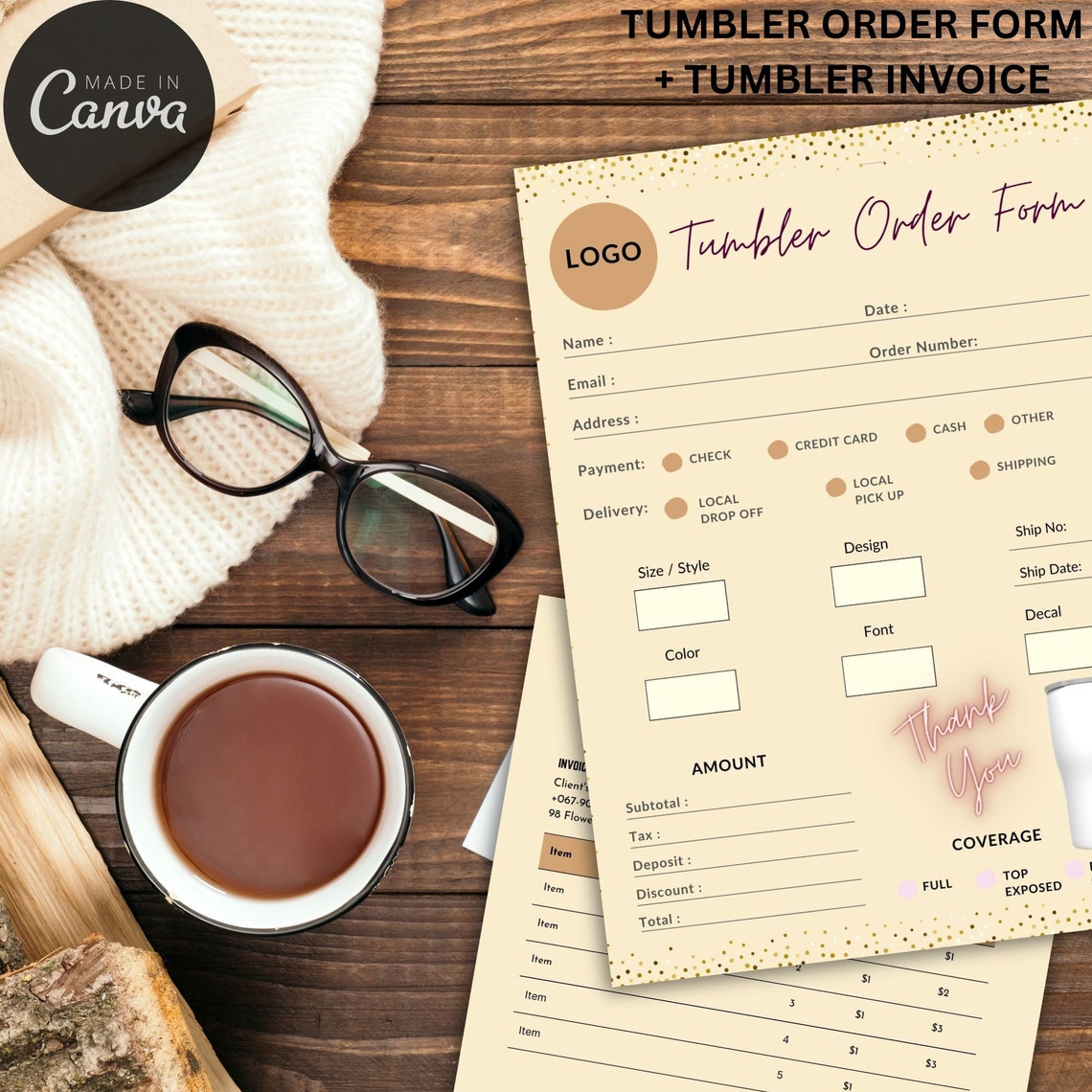 Editable Tumbler Order Form Template Custom Tumbler Order Form ...