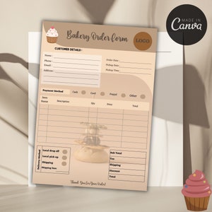 Bakery Order Form Cake Order Form Editable Template Canva Editable ...