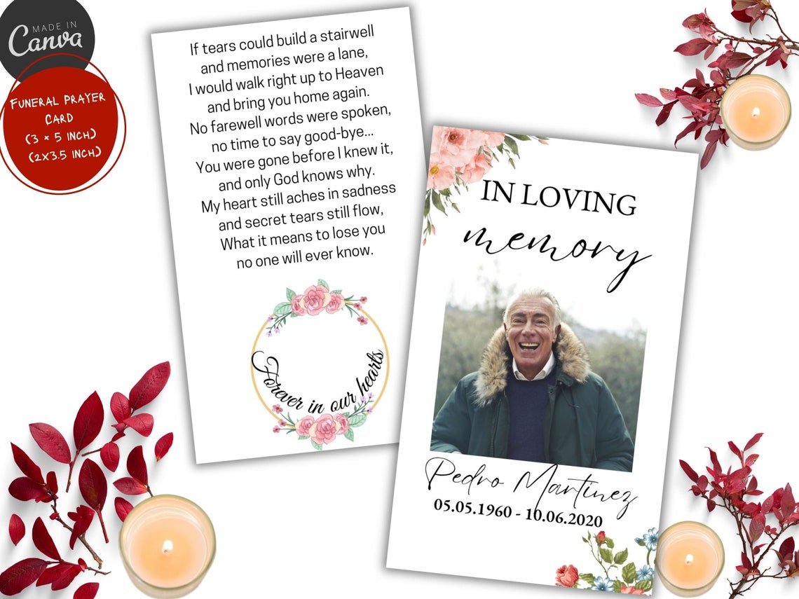 Funeral Prayer Card Digital Download Printable Memorial Prayer Card ...