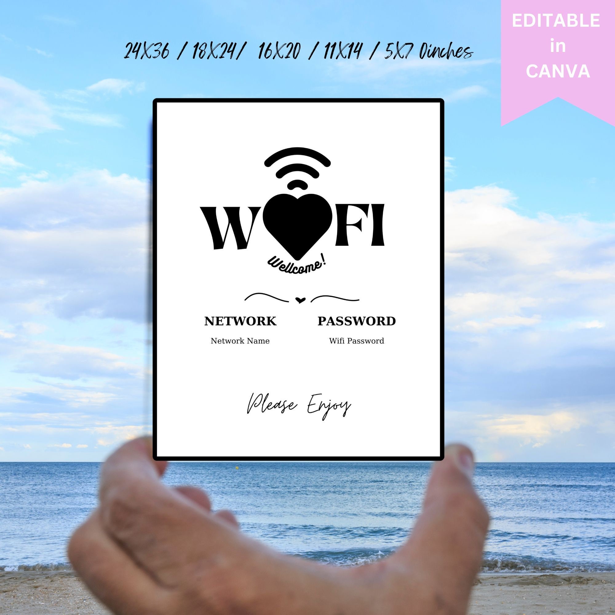 Wifi Password Sign Editable Wifi Sign Printable Wifi Password Wifi ...