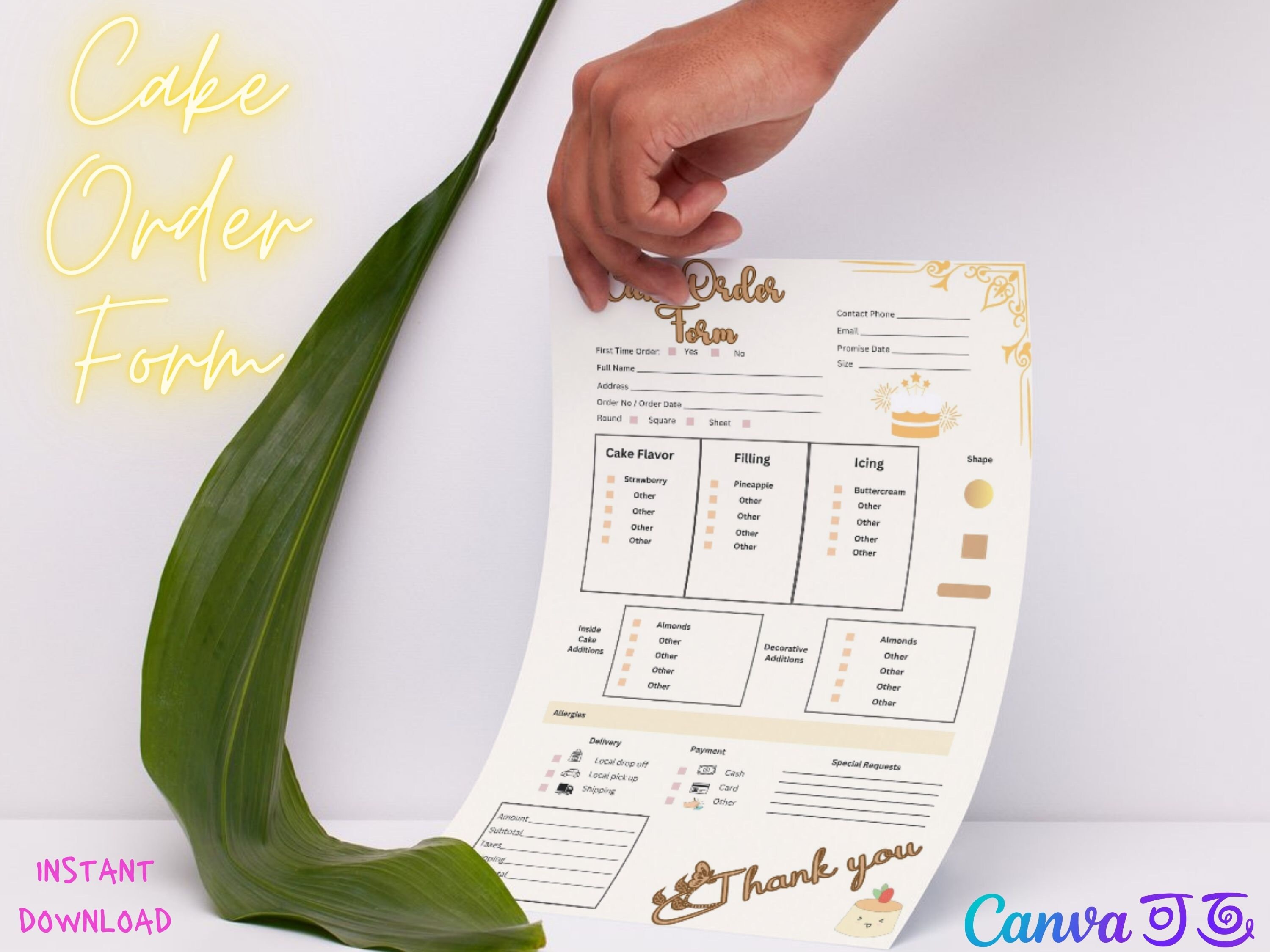 Editable CAKE ORDER FORM Editable Cake Order Form Template Baking ...