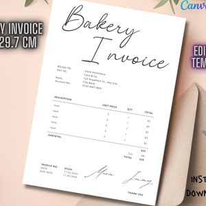 Bakery Invoice Template Receipt Template Business Template Printable ...