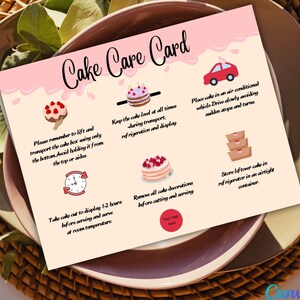 Cake Care Cards Bundle Cake Order Form Cake Invoice Cake Care Guide ...
